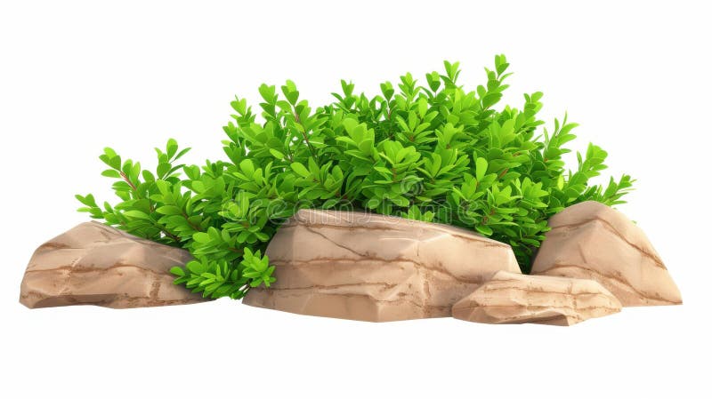 A Lush Mediterranean Juniper Bush Thrives between Two Sizable Sandy ...