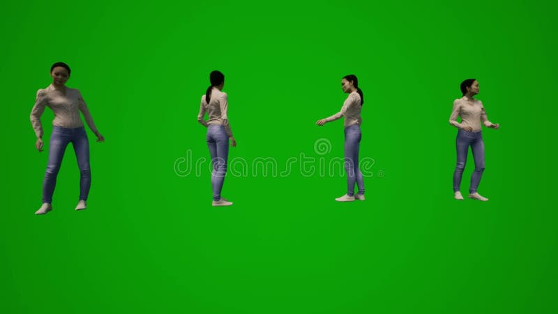 3D Asian Female Chef Green Screen Talking To Restaurant Staff and ...