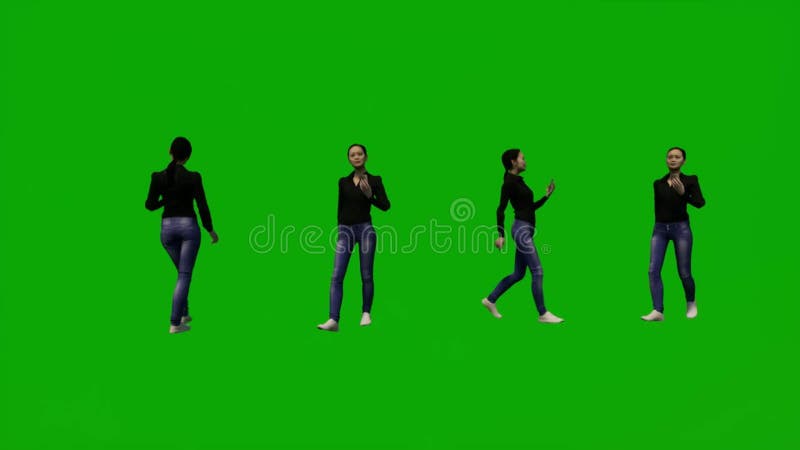 3D Asian Female Chef Green Screen Talking To Restaurant Staff and ...