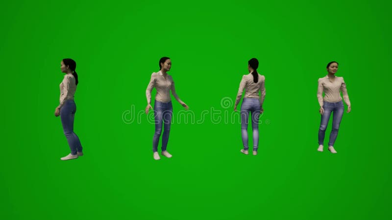 3D Asian Female Chef Green Screen Talking To Restaurant Staff and ...