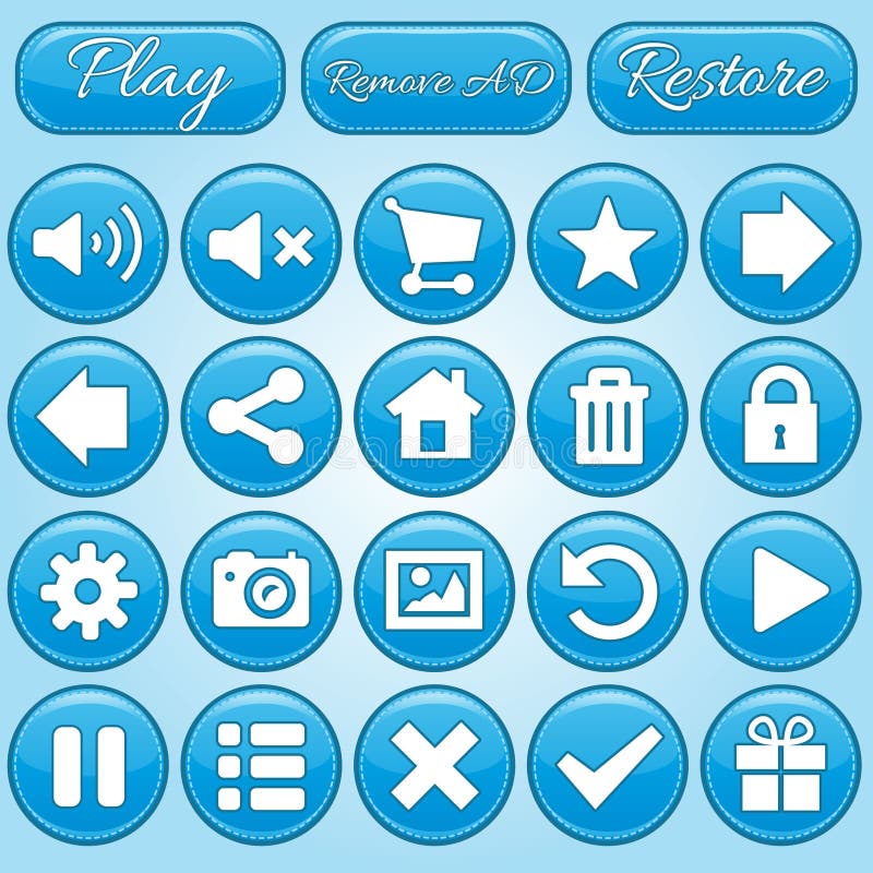 Set of Round and Rectangle Buttons Blue Set. Stock Vector ...