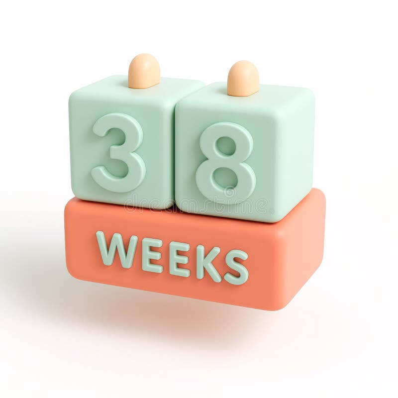 38 Weeks Pregnancy Milestone Blocks on White Stock Illustration ...