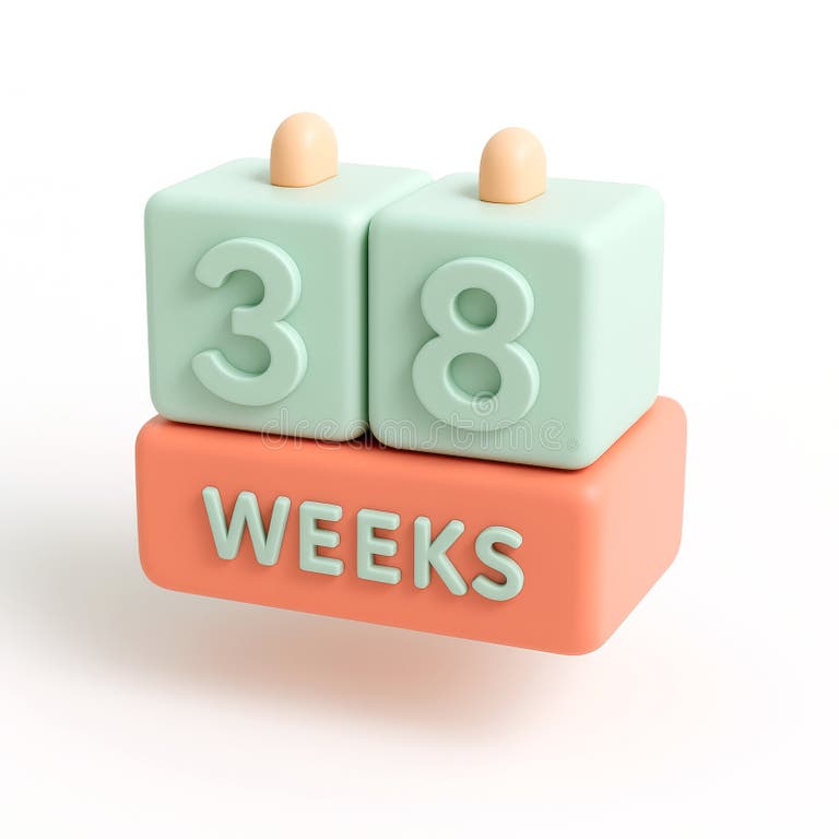 38 Weeks Pregnancy Milestone Blocks on White Stock Illustration - Illustration of birth ...