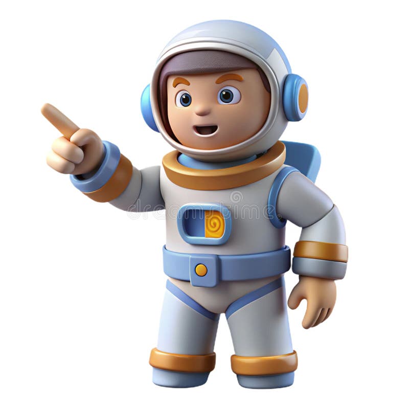 3D Astronaut Character Pointing Cartoon Space Illustration Stock ...