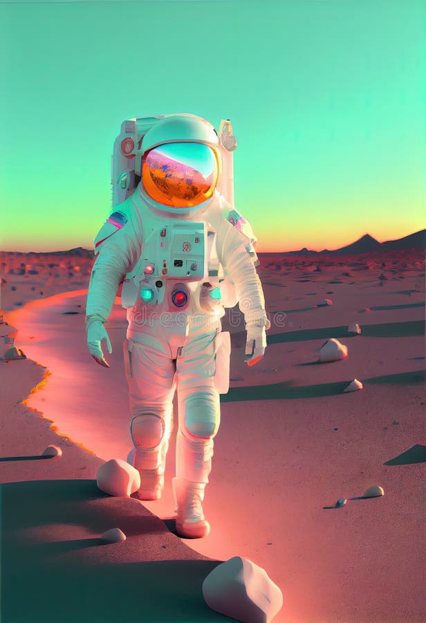3d Astronaut in Unknown Planet in the Space Stock Illustration ...