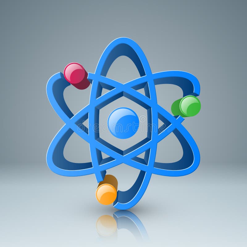 3d Atom Icon with Color Circle. Stock Vector - Illustration of concept ...