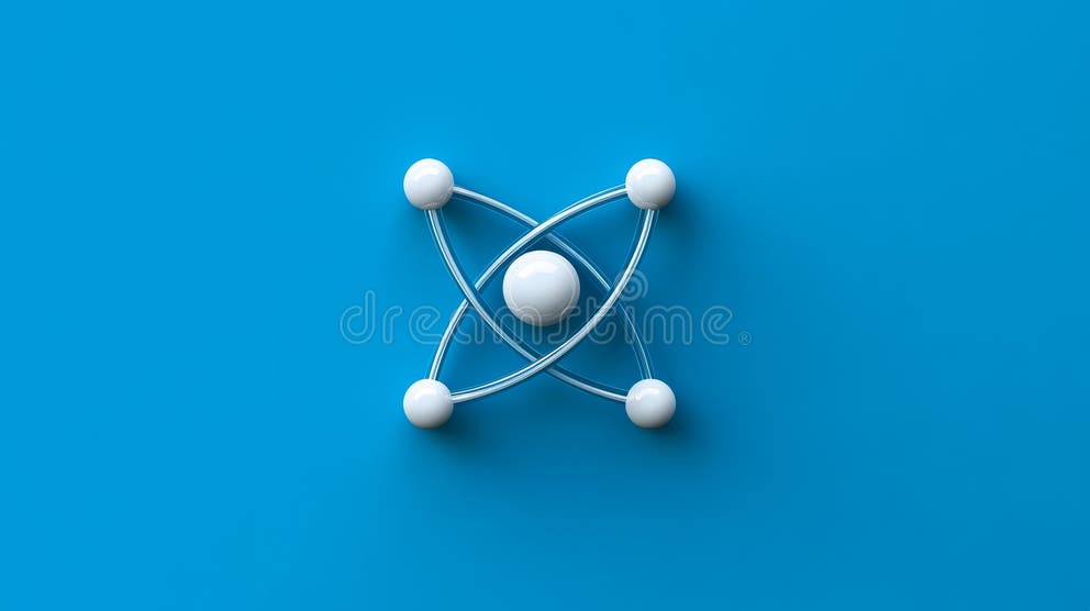 3D Atom Model on a Blue Background. Stock Illustration - Illustration ...