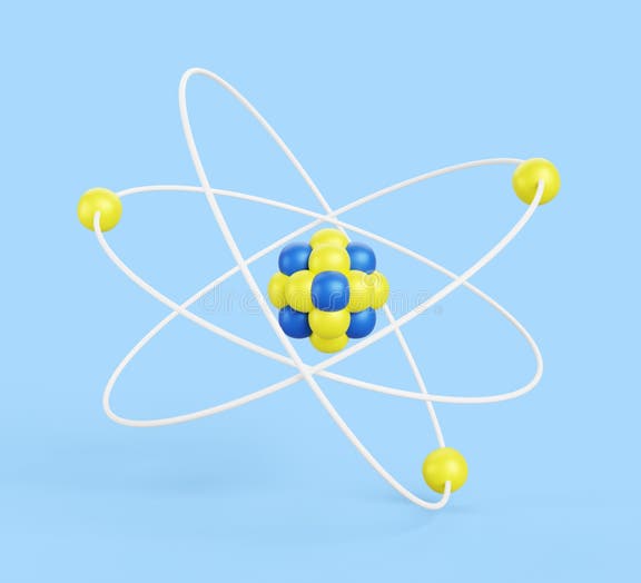 3d Atom Structure of Nucleus, Electrons, Protons and Neutrons. Cartoon ...