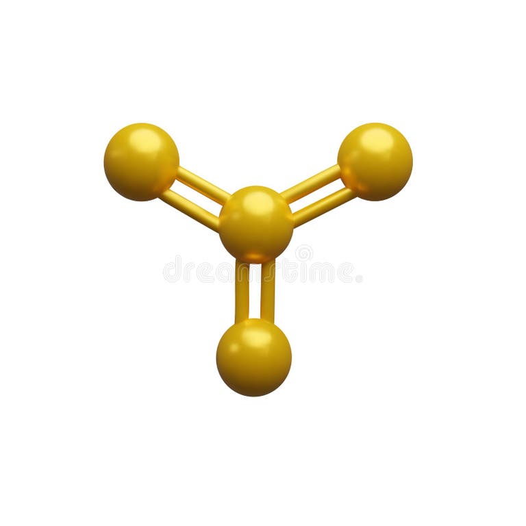 3D Atom Structure of Yellow Molecule, Vector Render Structural Chemical ...