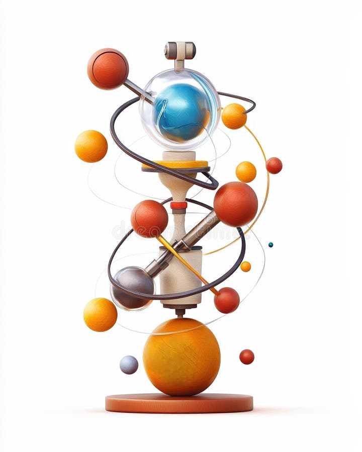 3D Atomic Model on a White Isolated Background Stock Illustration ...