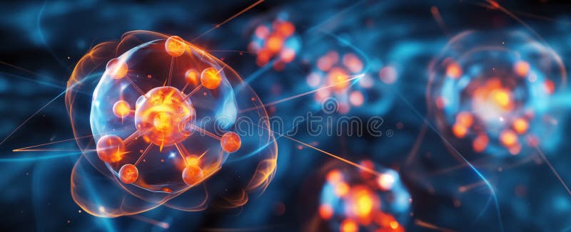 A 3D Atoms with Glowing Nuclei and Orbitals, Showcasing a Concept of ...