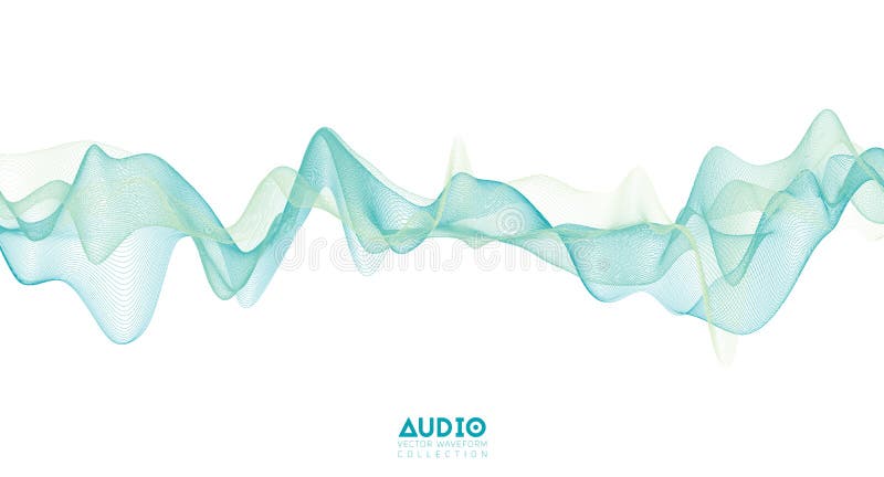 3d Audio Soundwave. Light Green Music Pulse Oscillation Stock Vector ...