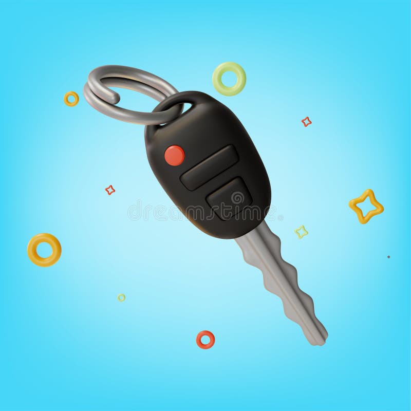 3d Auto Car Key with Remote Control Cartoon Design Style. Vector Stock ...