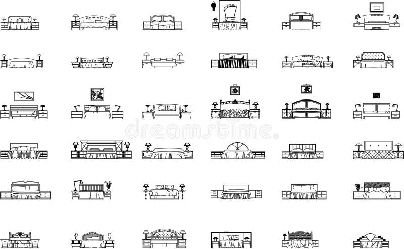 2D AutoCAD Block Drawing of Front Bunk Bed and Headrest Design in ...