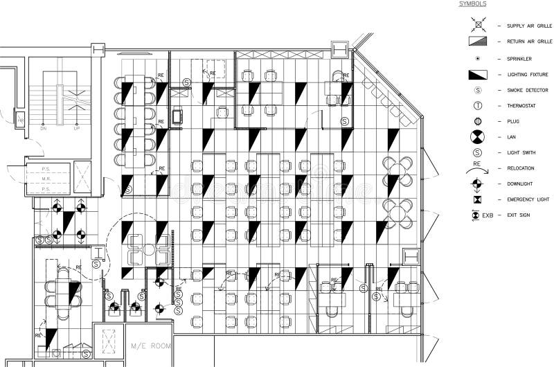 2D AutoCAD Drawing of Furniture Layout with Lighting Design, Lighting ...
