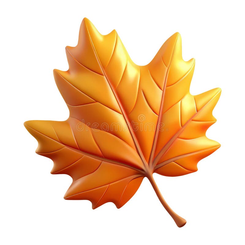 3d Autumn Leave. Orange Maple Leaf Isolated on Transparent Background ...