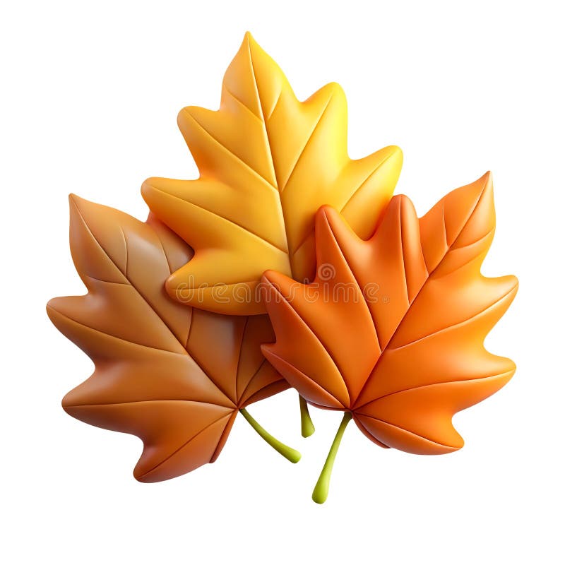 3d Autumn Leaves Bunch in Cartoon Plastic Style. Fall Design Element ...