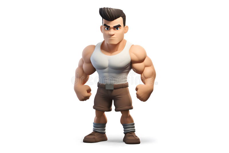 3d Avatar of a Bodybuilder, Trainer on a White Background. Stock ...