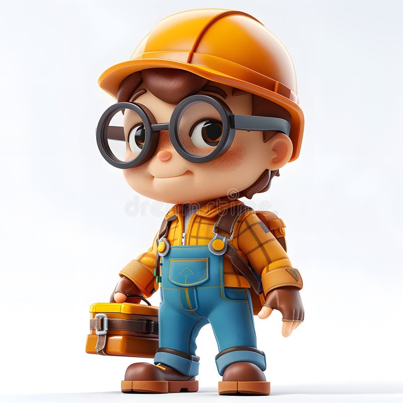 A 3D Avatar of a Little Boy Dressed As a Construction Worker, Complete ...