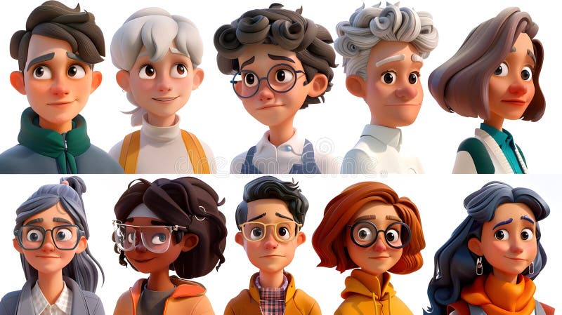 3d Avatar Renders Characters with Different People Isolated on White ...