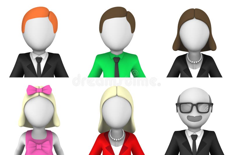 3d Avatars of Business People. Stock Illustration - Illustration of ...