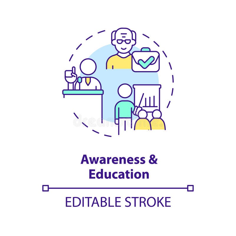 2D Awareness and Education Line Icon Concept Stock Vector ...