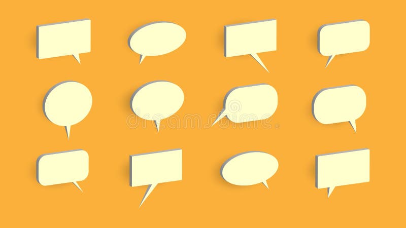 3D Axonometry of Talk Bubble. Speech Balloon Set. Comic Chatting Symbol ...