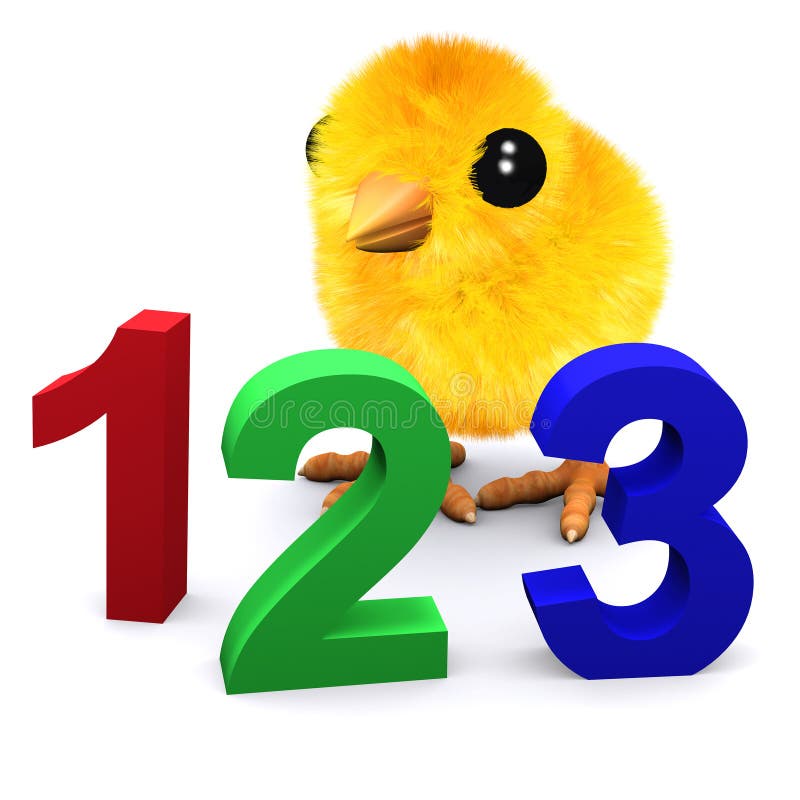 3d Baby Chick Learns To Count Stock Illustration - Illustration of math ...