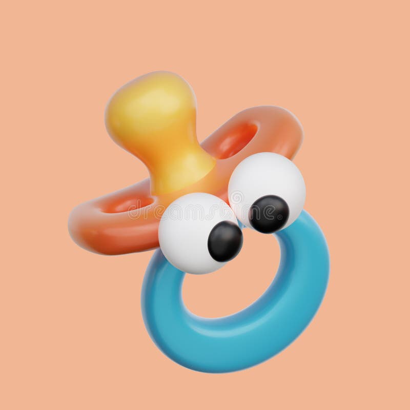 3D Baby Pacifier, Cute Baby Elements, 3d Rendering Stock Illustration ...
