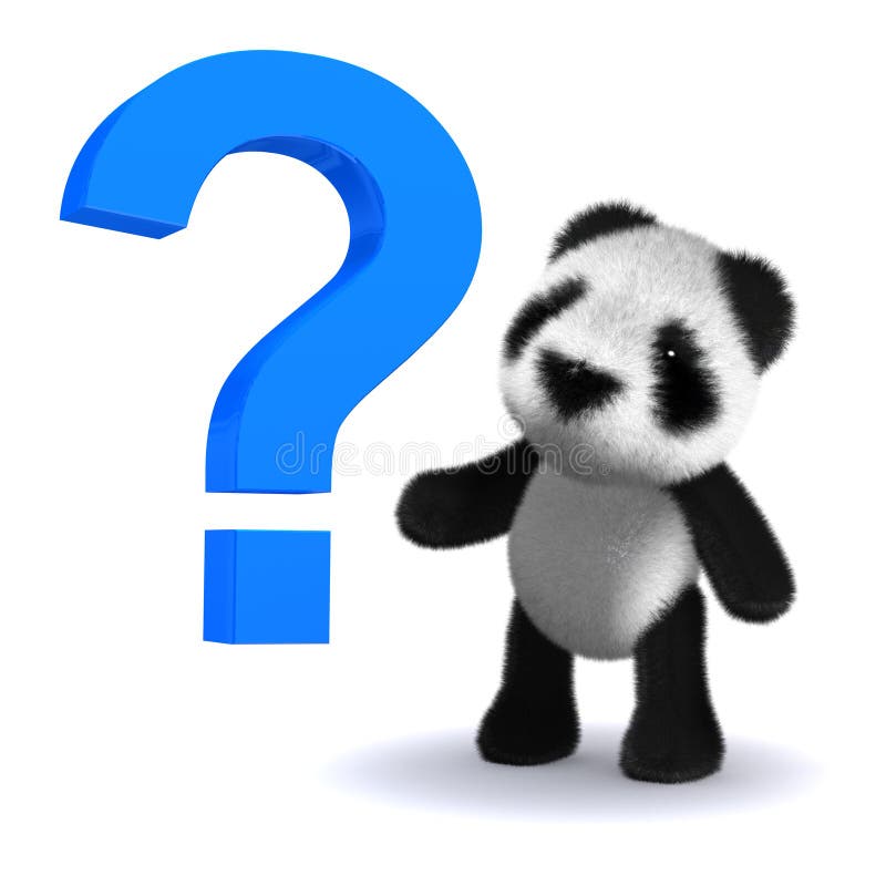 3d Baby Panda Bear With A Question Mark Stock Illustration - Image ...