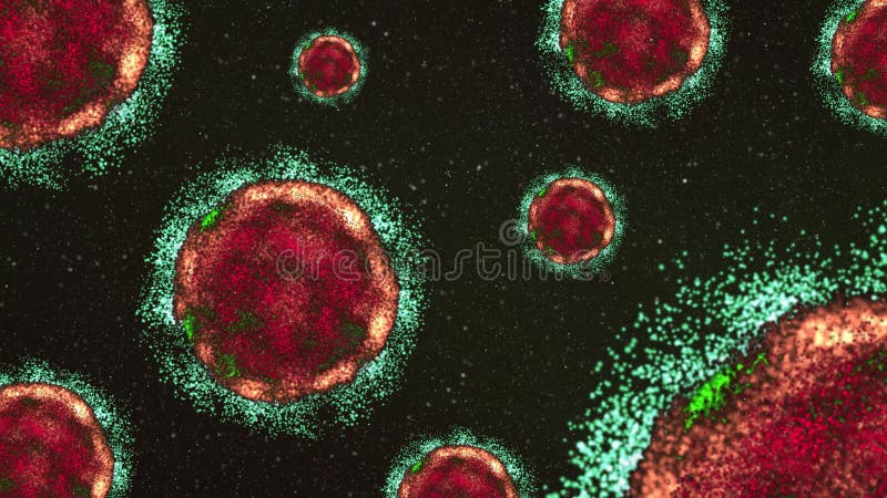 3D Background Animation of Many Viruses on a Background. Bacteria Move ...
