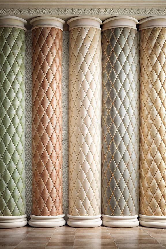 3d Background with Columns, Stone Roses and Effect of Quilted Leather ...