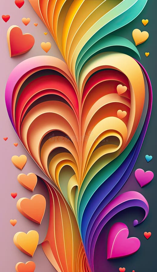 3D Background Consisting of Multi-colored Hearts - a Symbol of Love and ...