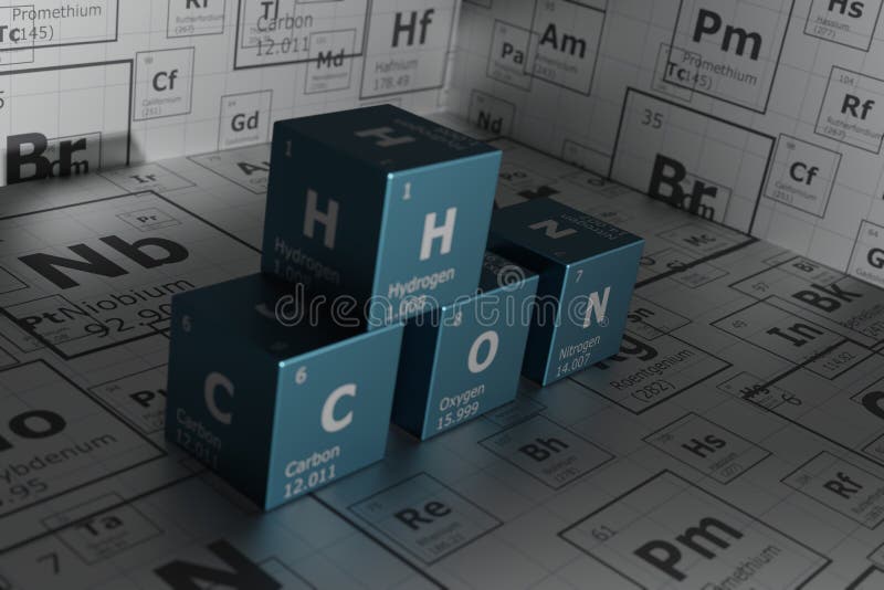 3d Background of the Elements of the Periodic Table, Carbon, Hydrogen ...
