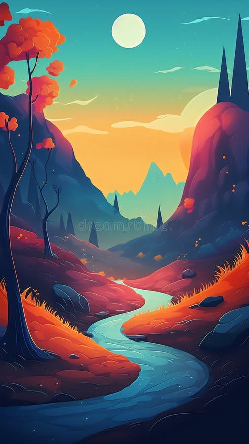 2D Background Environment for a Mobile Game. a High Quality Vertical ...