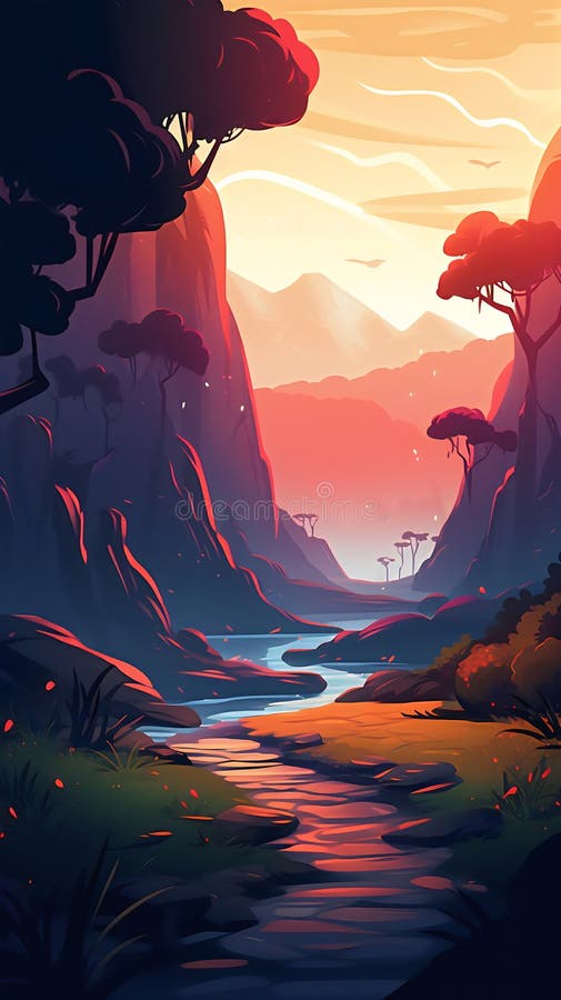 2D Background Environment for a Mobile Game. a High Quality Vertical ...