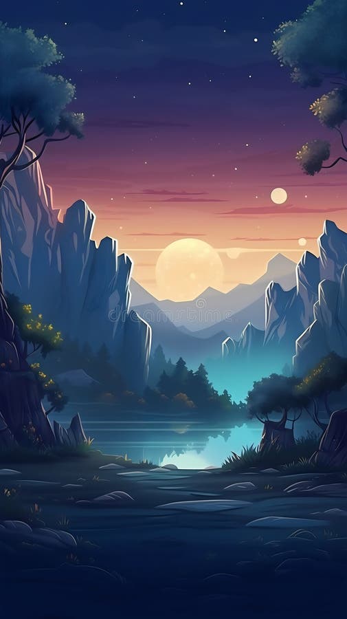 2D Background Environment for a Mobile Game. a High Quality Vertical ...
