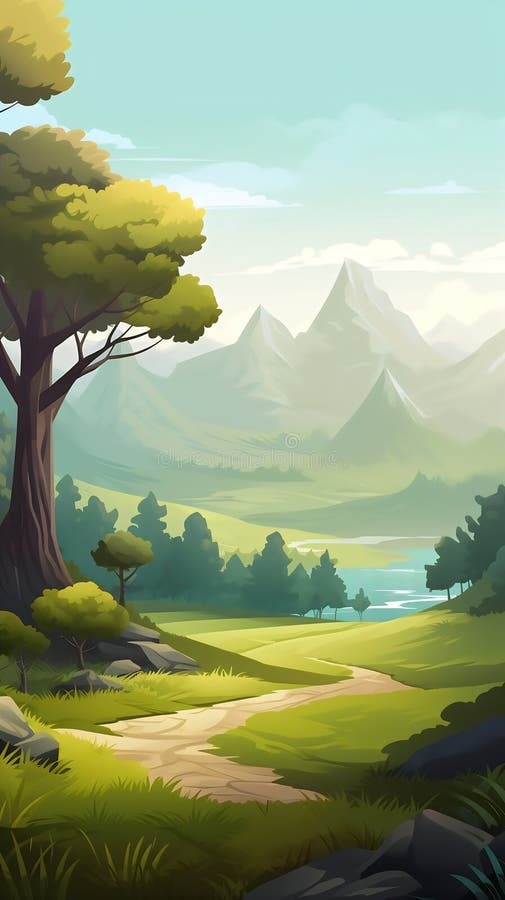 2D Background Environment for a Mobile Game. a High Quality Vertical ...