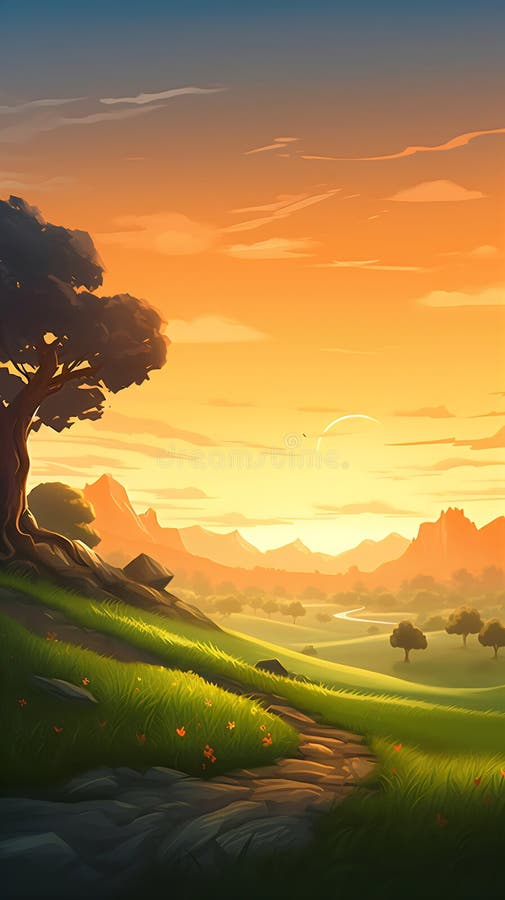 2D Background Environment for a Mobile Game. a High Quality Vertical ...