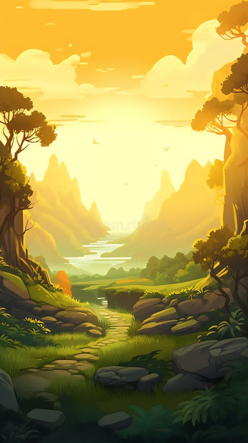 2D Background Environment for a Mobile Game. a High Quality Vertical ...
