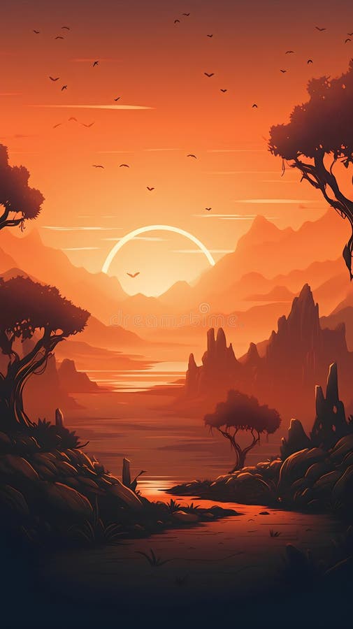 2D Background Environment for a Mobile Game. a High Quality Vertical ...