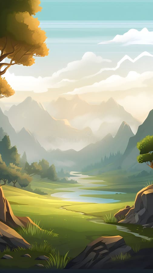 2D Background Environment for a Mobile Game. a High Quality Vertical ...