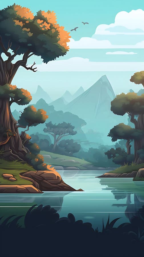 2D Background Environment for a Mobile Game. a High Quality Vertical ...