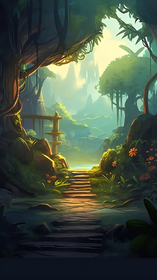 2D Background Environment for a Mobile Game. a High Quality Vertical ...