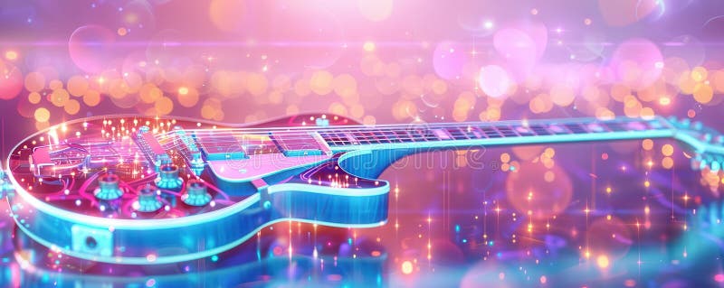 3D Background Featuring an Electric Guitar with Dynamic Lighting, Rock ...