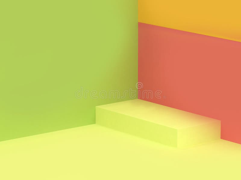 3d Background Green Wall-floor Square Minimal Corner 3d Render Stock ...