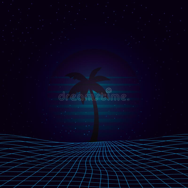 3D Background Illustration Inspired by 80`s Scene, Synthwave and ...