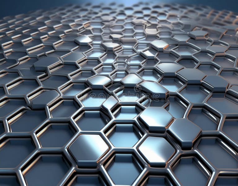 3D Background with Interconnected Hexagonal Patterns and Metallic ...