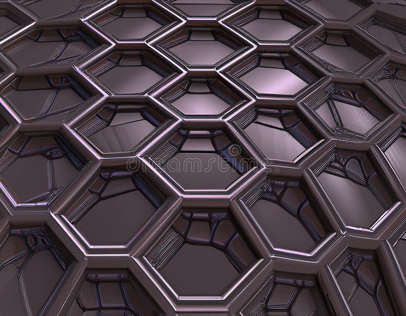 3D Background with Interconnected Hexagonal Patterns and Metallic ...