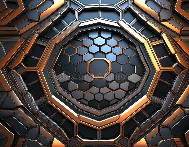 3D Background with Interconnected Hexagonal Patterns and Metallic ...